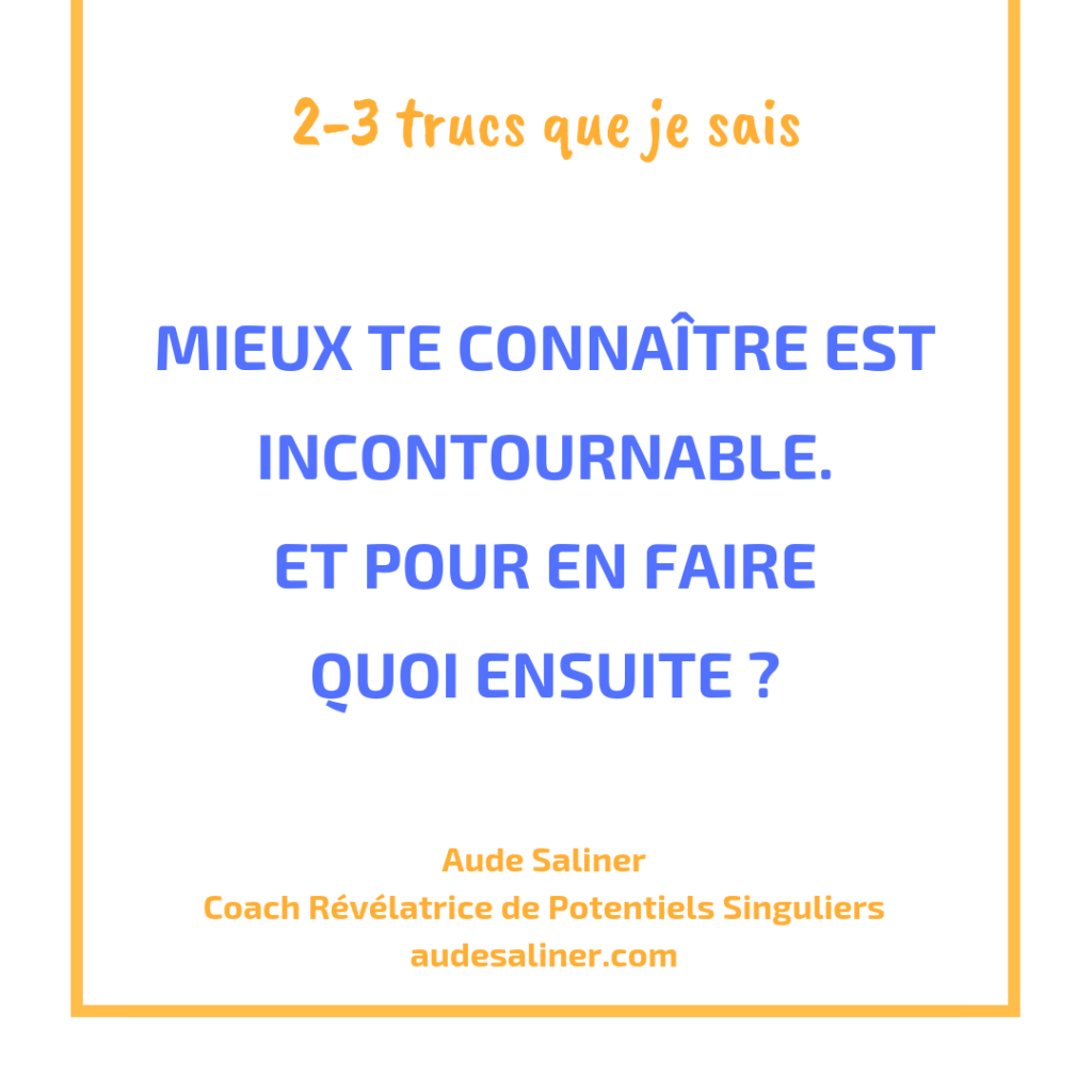 Mieux te connaître... pour en faire quoi ? | Aude Saliner